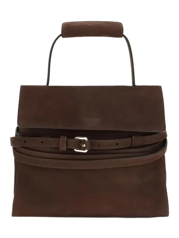 Moschino Medium Top Handle Bag With Buckle Detail - Brown