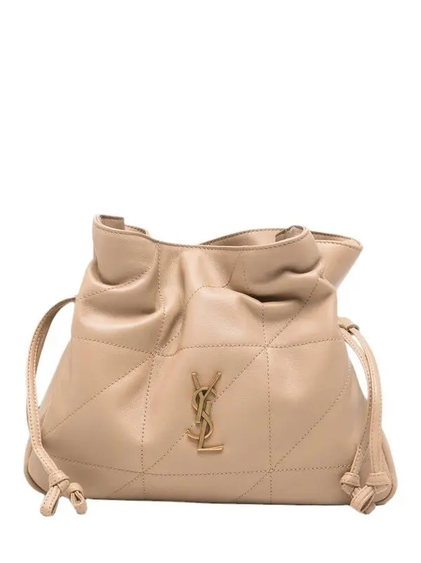 Saint Laurent Quilted Leather Drawstring Shoulder Bag - Cream