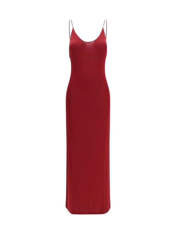 Saint Laurent Backless Knit Maxi Dress With Cassandre Chain - Multicolor