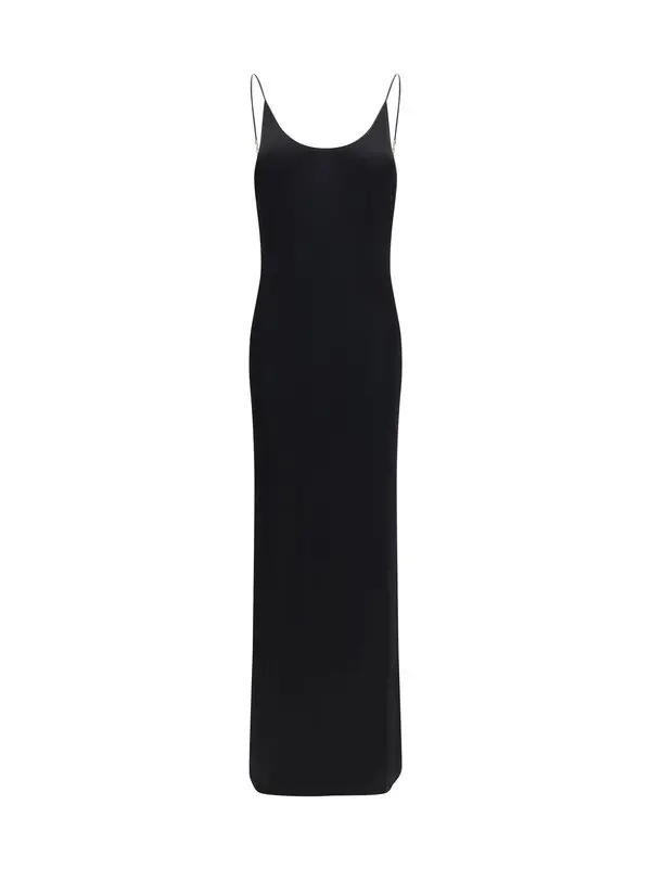 Saint Laurent Backless Knit Dress With Cassandre Chain - Black