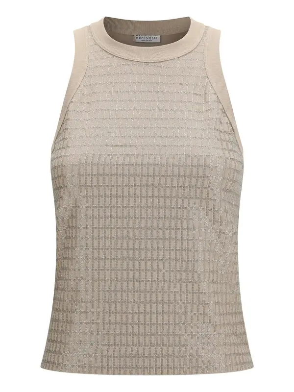 Brunello Cucinelli Cotton Top With Luminous Embroidery - Cream