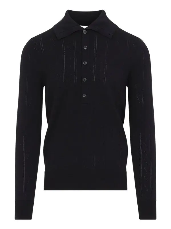 Dries Van Noten Mettur Black Knit Polo Collar Cardigan - Gray