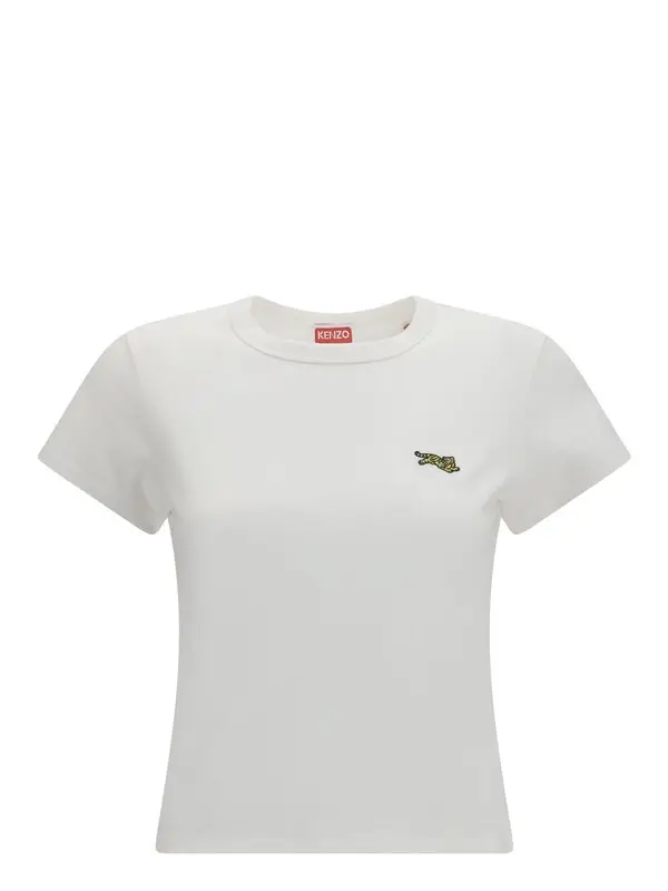 Kenzo Jumping Tiger Embroidered Cotton T-shirt - White