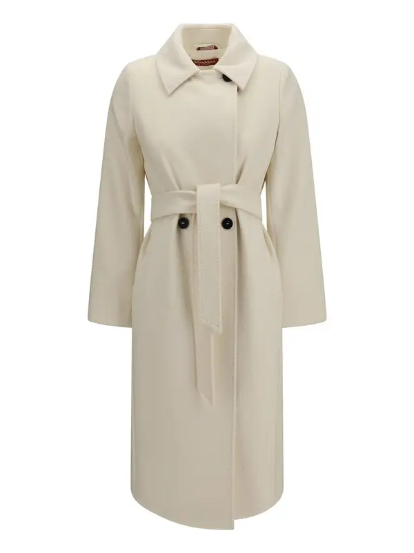 Max Mara Double Breasted Wool Coat - White