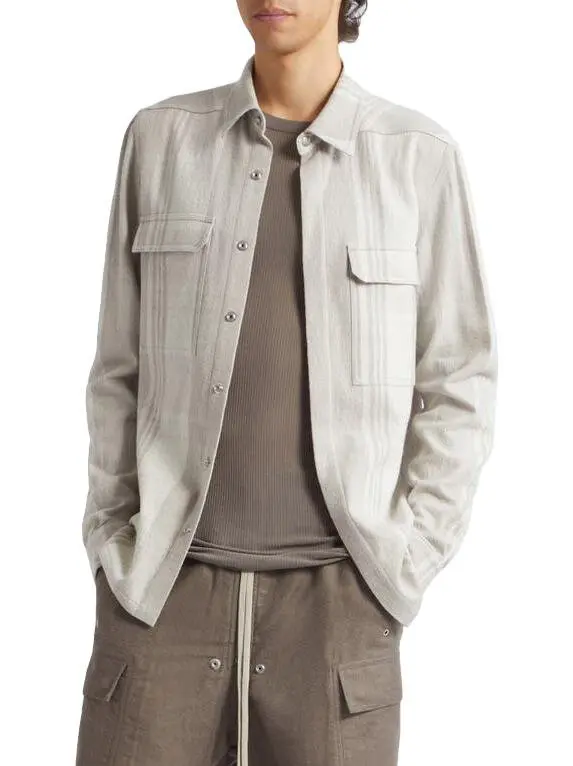 Rick Owens Plaid Cotton & Wool Overshirt - Bleach Plaid