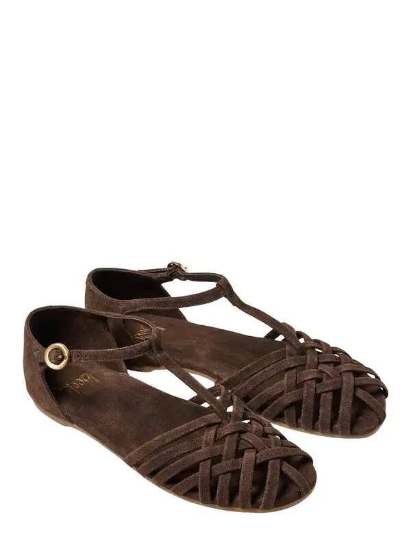 Beek Wren Woven Leather Sandal - Coffee