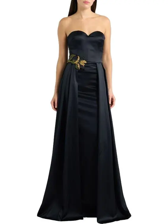 Chiara Boni La Petite Robe Lucyla Embellished Strapless Gown - Black