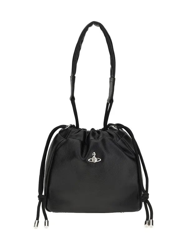 VIVIENNE WESTWOOD Hilary Bucket Bag In Grained Synthetic Leather - Black