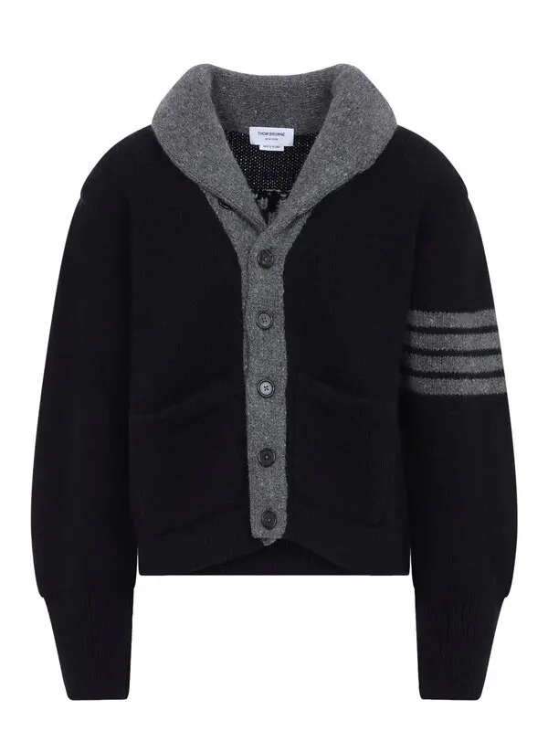 Thom Browne 65 Jersey Collar Cardigan - Blue