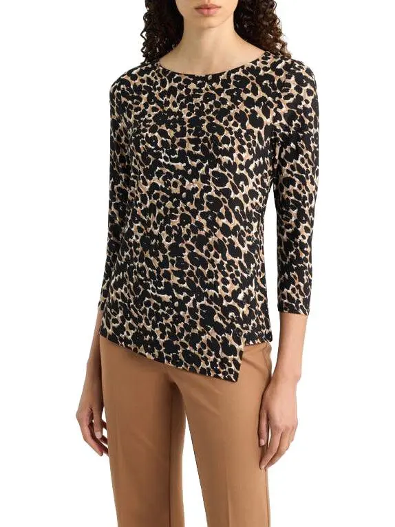 Anne Klein Asymmetrical Hem Printed Top - Vicuna Multi