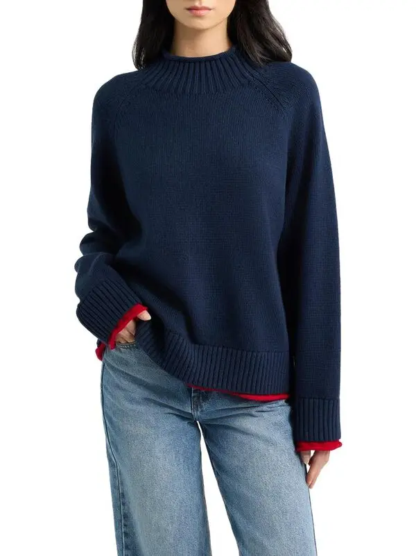 Rag & Bone Hazel Roll Neck Sweater - Navy