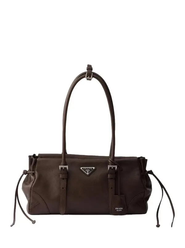 Prada Calf Leather Tote Bag - Brown