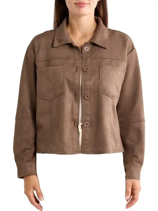 BEACHLUNCHLOUNGE Faux Suede Jacket - Koala