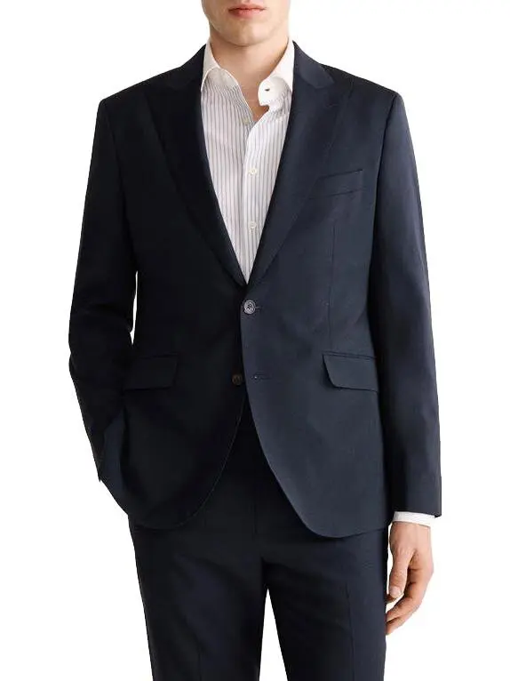 Mango Venice Slim Fit Virgin Wool Jacket - Navy