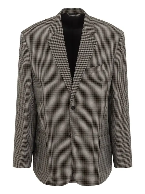 Balenciaga Checked Relaxed Fit Blazer - Brown