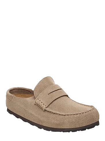Pink Birkenstock Naples Wrapped Suede Clogs - Beige