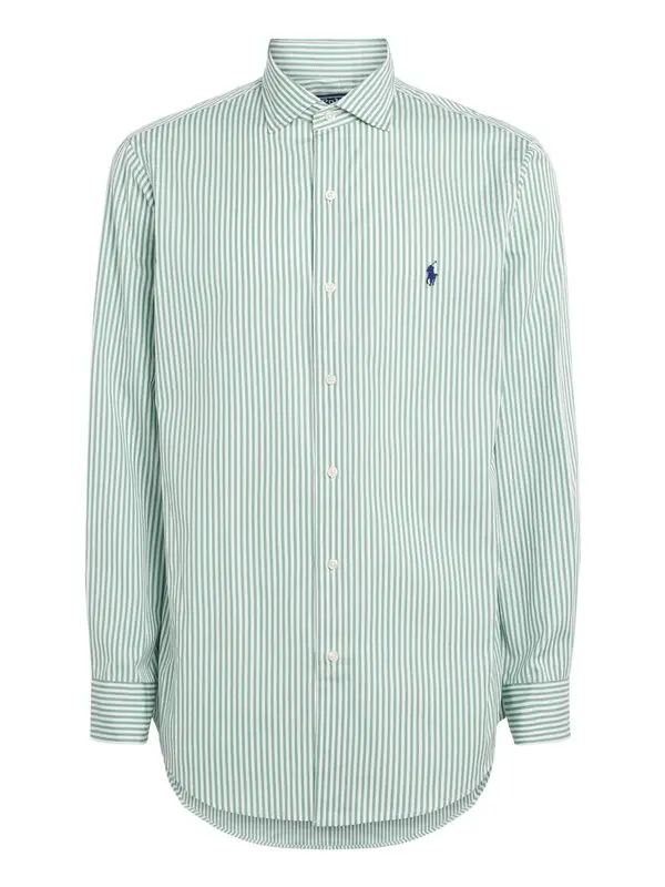 Polo Ralph Lauren Cotton Stripe Custom Fit Shirt - Green