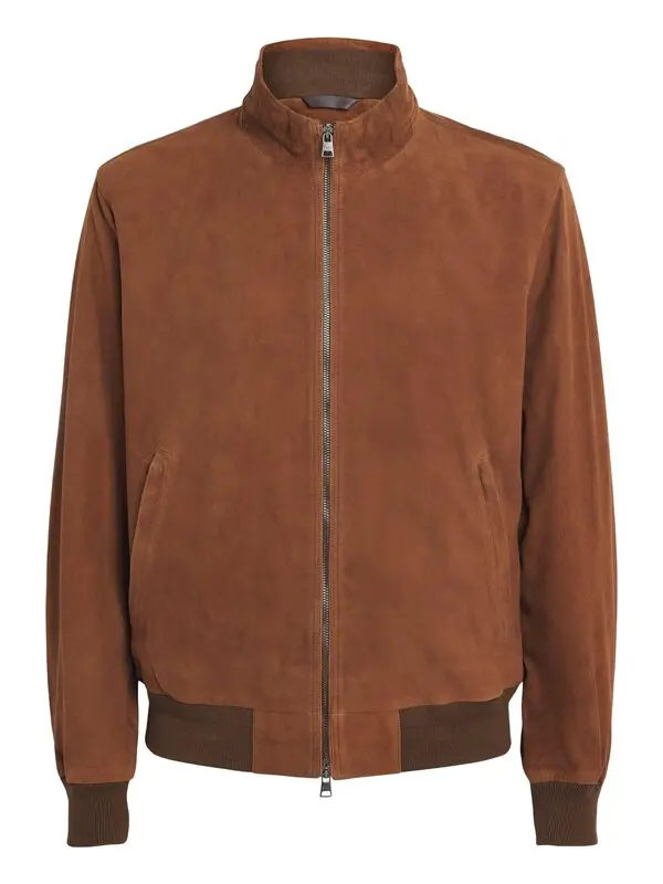 Polo Ralph Lauren Goat Suede Bomber Jacket - Brown