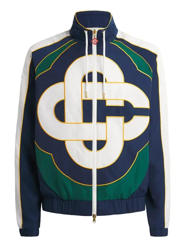Casablanca Check Appliqué Windbreaker Jacket - Navy