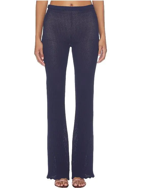 Majorelle Lucassia Textured Knit Flare Pants - Navy