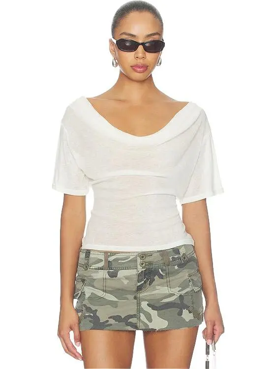 EB DENIM Cowl Neck Tee - Ivory