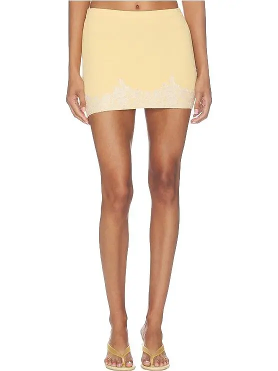 Tularosa Elia Knit Lace Skirt - Yellow