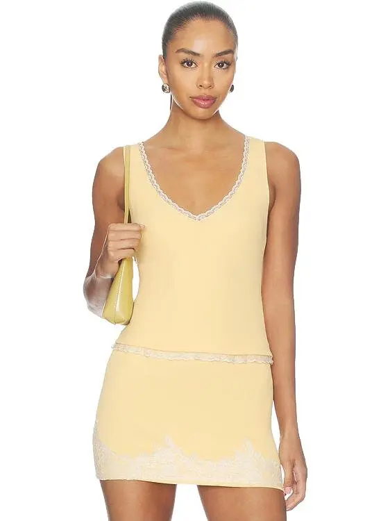 Tularosa Elia Lace Knit Tank - Yellow