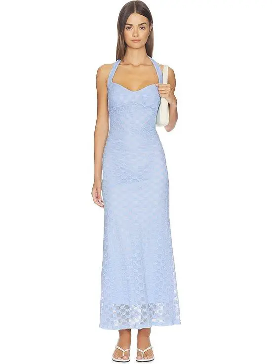 Bardot Mariko Halterneck Midi Dress - Cornflower