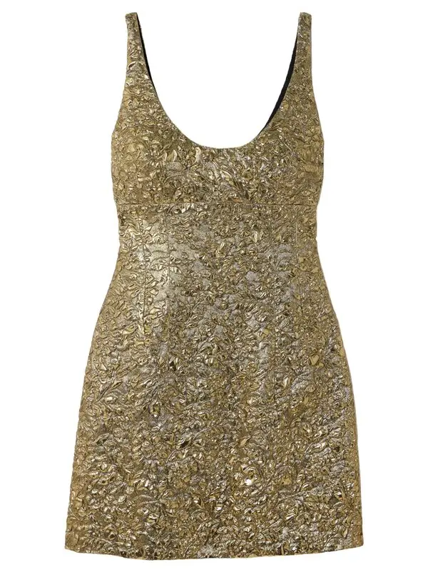EMILIA WICKSTEAD Floral Metallic Cloqué Mini Dress - Brown