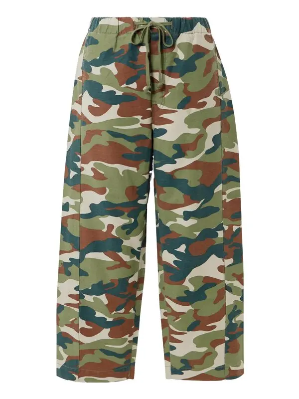 MOTHER Camouflage-print Cotton Wide-leg Pants - Green