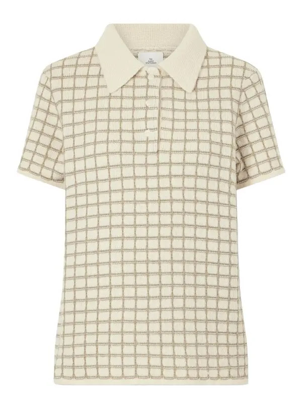 THE ELDER STATESMAN Checked Cashmere Polo Sweater - Nude