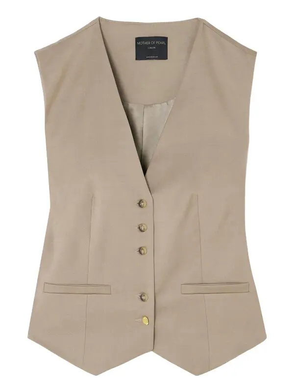 Mother Of Pearl Blend Twill Waistcoat - Nude