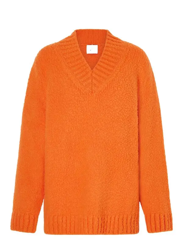 THE ELDER STATESMAN Sundance Brushed Cashmere V-neck Sweater - Orange