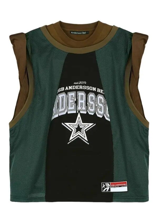 Andersson Bell Layered Basketball Jersey T-shirt - Khaki/green