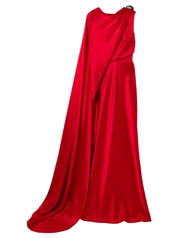 Saloni Draped Satin Gown - Red