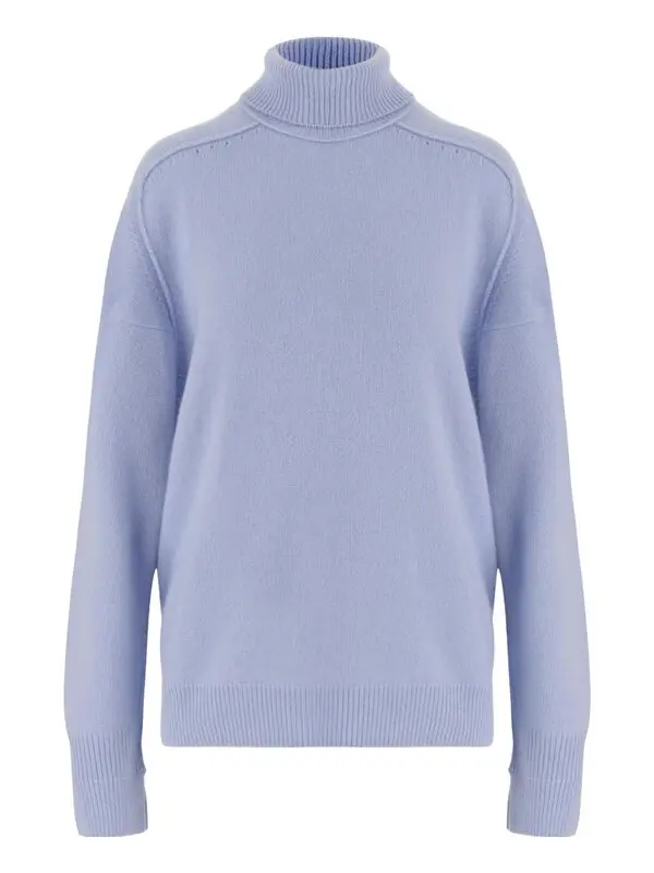 Carven Ribbed Turtleneck Knitted Sweater - Cornflowe