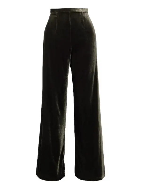 Le Kasha Velvet Wide-leg Pants - Black