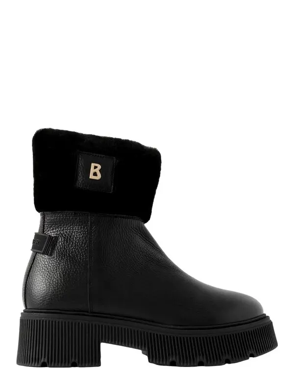 Bogner Turin Shearling-trimmed Textured-leather Ankle Boots - Black