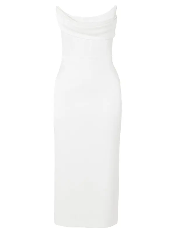 Alex Perry Strapless Crepe Midi Dress - White