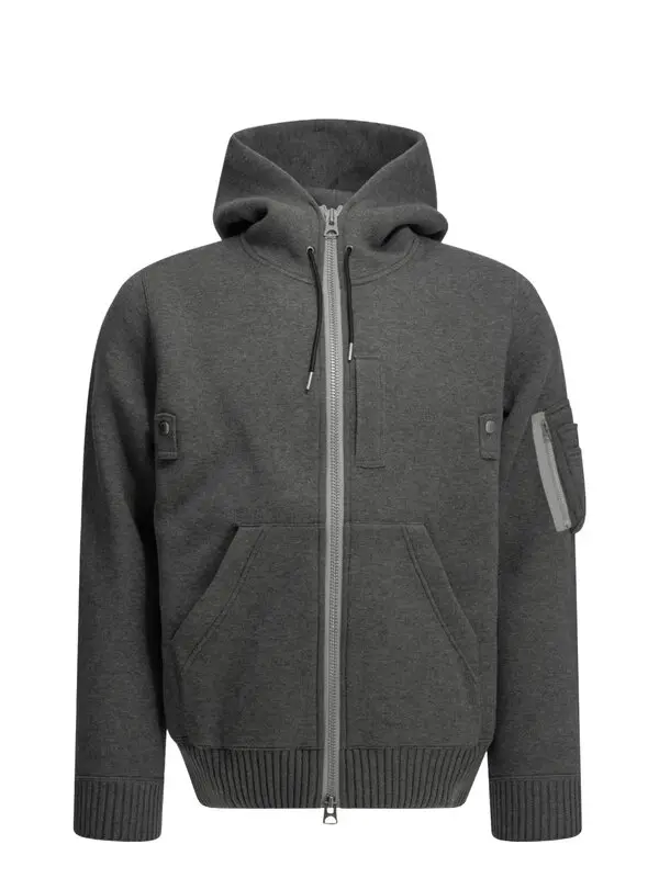 Sacai Hooded Zip-up Sweatshirt - Grey