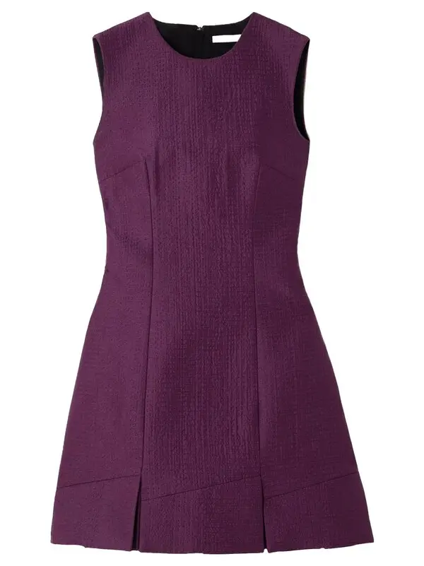 EMILIA WICKSTEAD Petronella Pleated Cloqué Mini Dress - Red