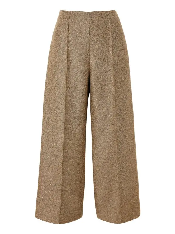EMILIA WICKSTEAD Sequined Metallic Tweed Wide-leg Trousers - Brown
