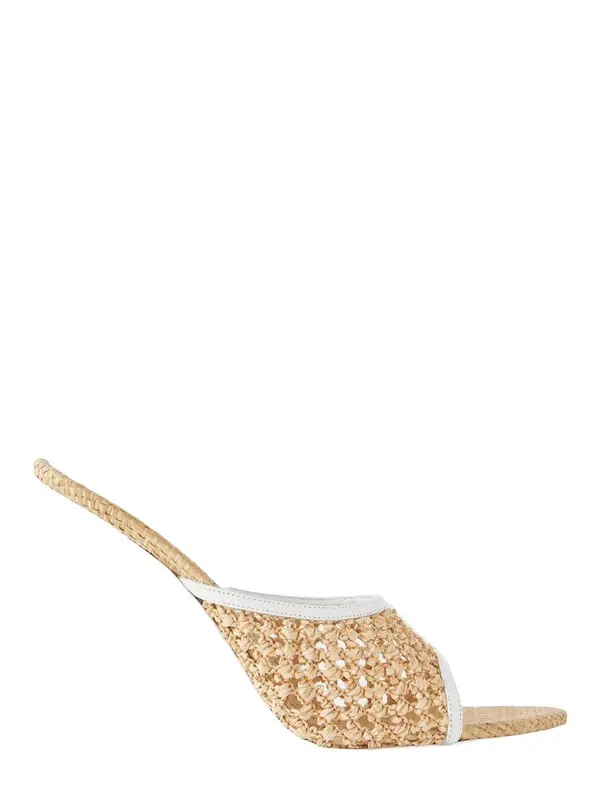 Paris Texas Leather Trimmed Straw Mules - No