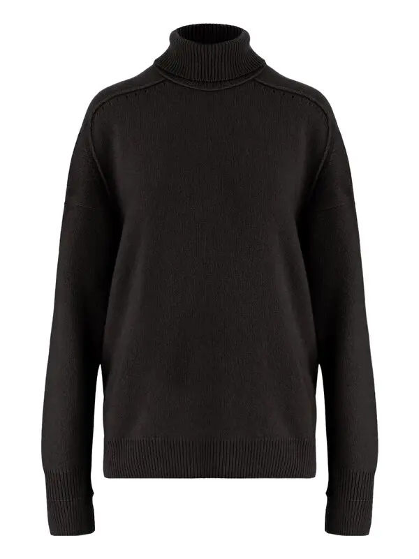 Carven Ribbed Turtleneck Knit Sweater - Chocolate