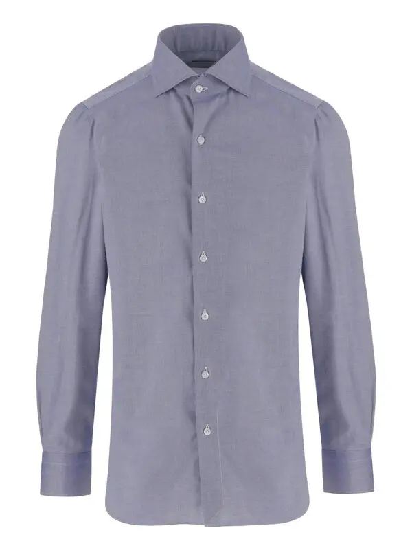 FINAMORE 1925 Button-up Rounded-hem Shirt - Purple
