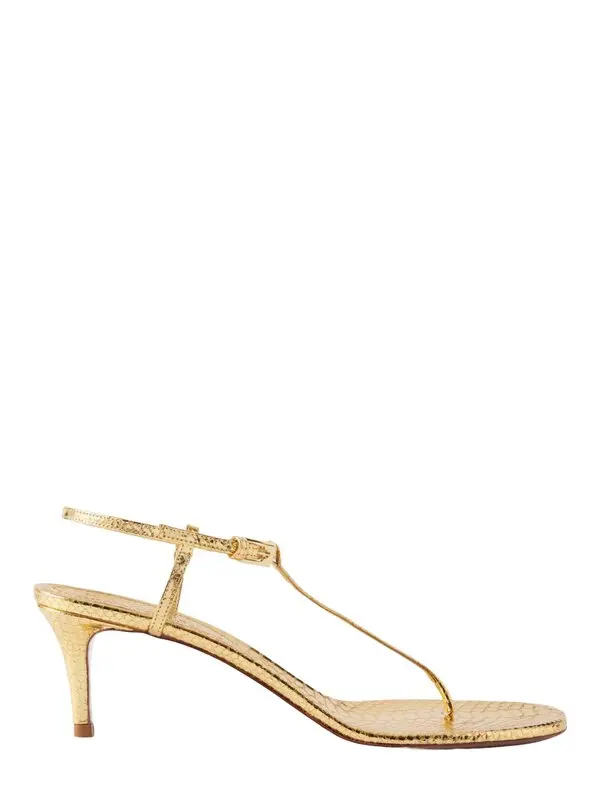 Paris Texas Ipanema Metallic Snake-effect Leather Sandals - Nude
