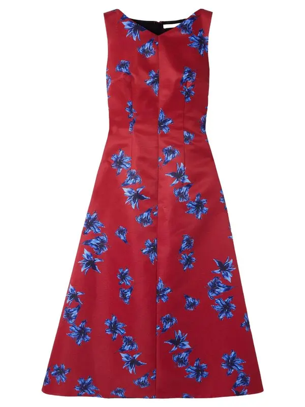 EMILIA WICKSTEAD Floral-print Faille Midi Dress - Red
