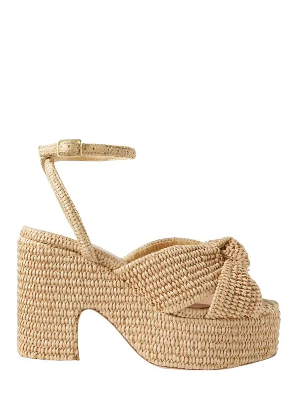 LOEFFLER RANDALL Raffia Bow Platform Sandals - Nude