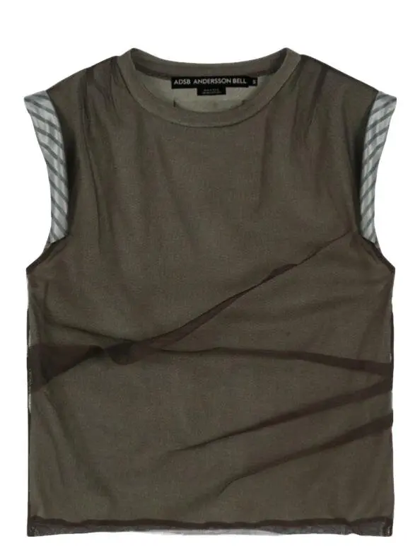 Andersson Bell Layered Mesh Pleated Top - Brown