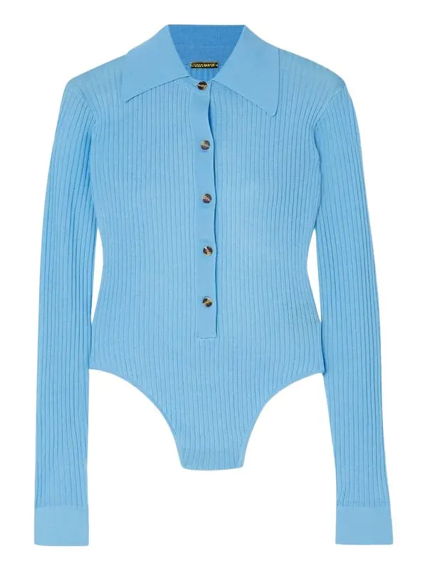 Dodo Bar Or Gabi Ribbed-knit Bodysuit - Blue